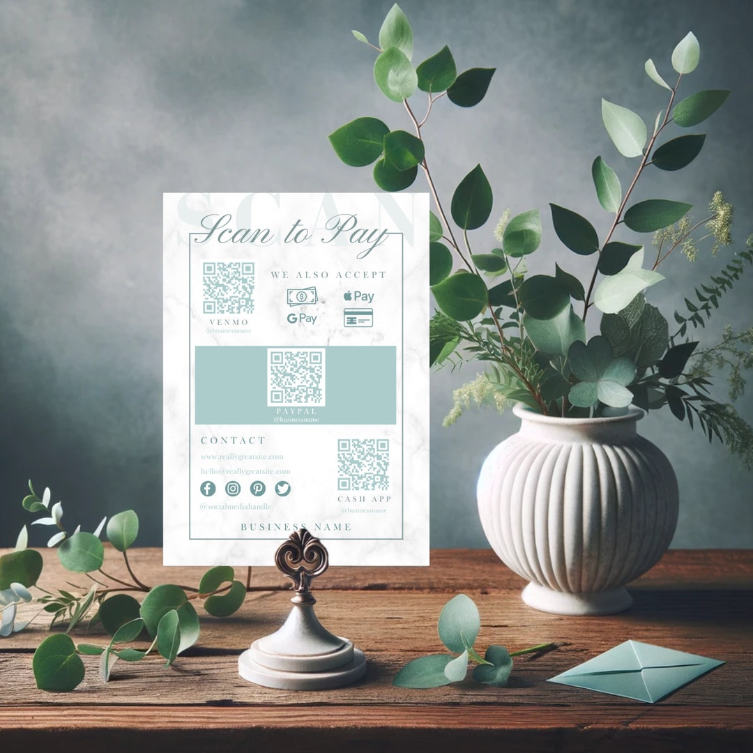 Aria Classy QR Code Sign Template Modern Printable Scan to - Etsy