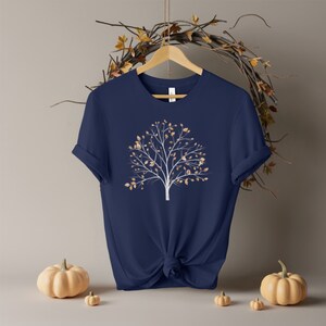 Minimalist Fall T-shirt Autumn Tree Leaves Tee Shirt Cozy Fall Clothing ...