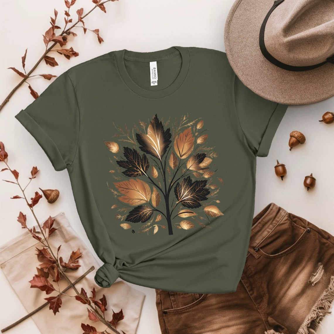Autumn Leaves T-shirt | Fall Tee Shirt | Seasonal Bohemian T Shirt ...