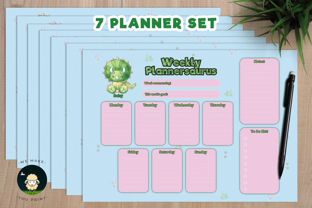 Daisy Dinosaur Digital Planner Set for Children &adults. Daily/weekly ...