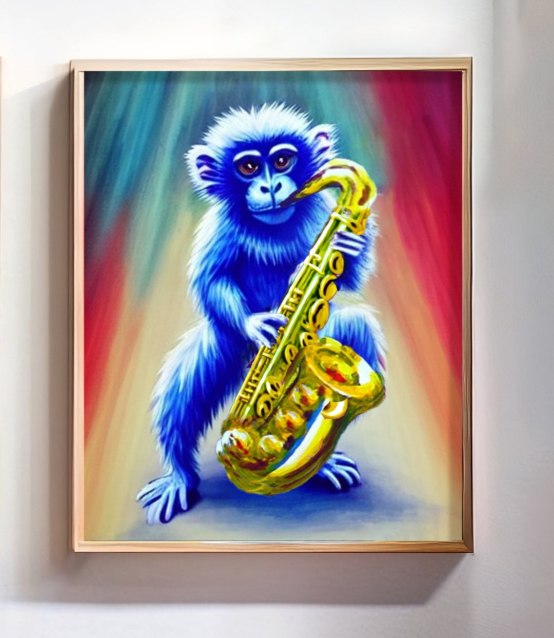 Blue Monkey Playing the Saxophone - Etsy