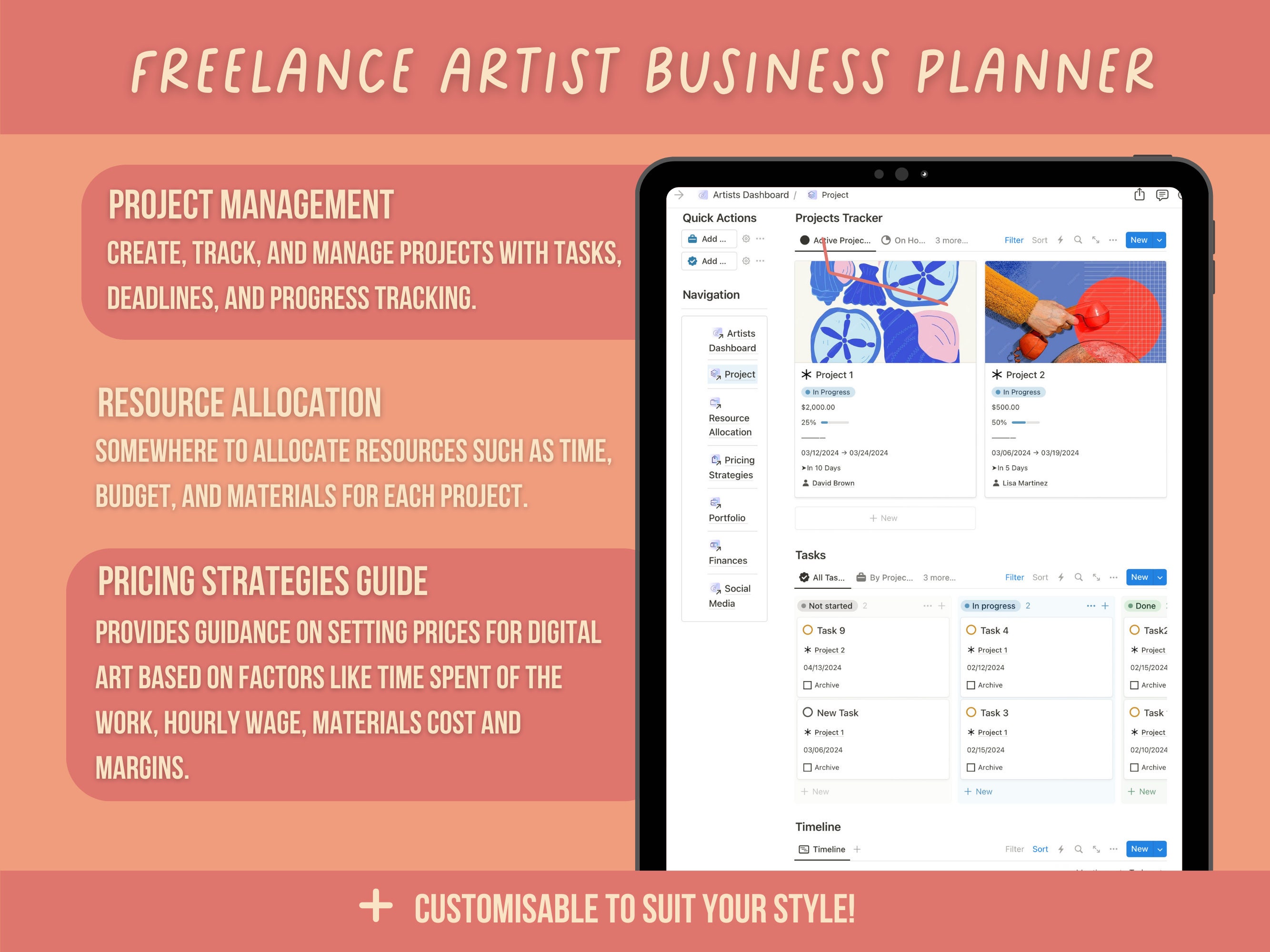 Notion Template for Artists, Art Commission Digital Planner, Digital ...