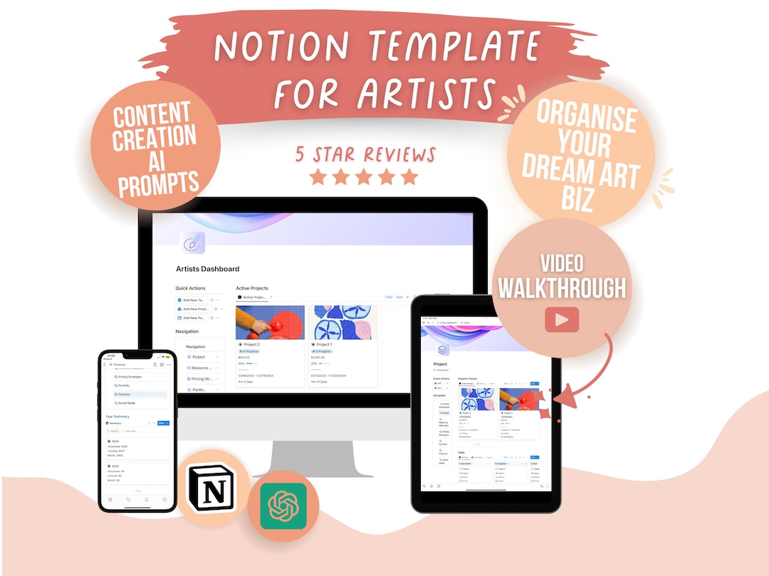 Notion Template for Artists, Art Commission Digital Planner, Digital ...