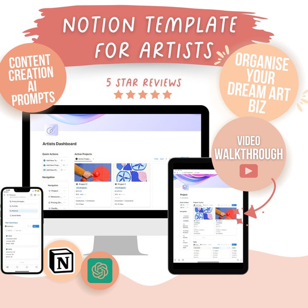 Notion Template for Artists - Etsy