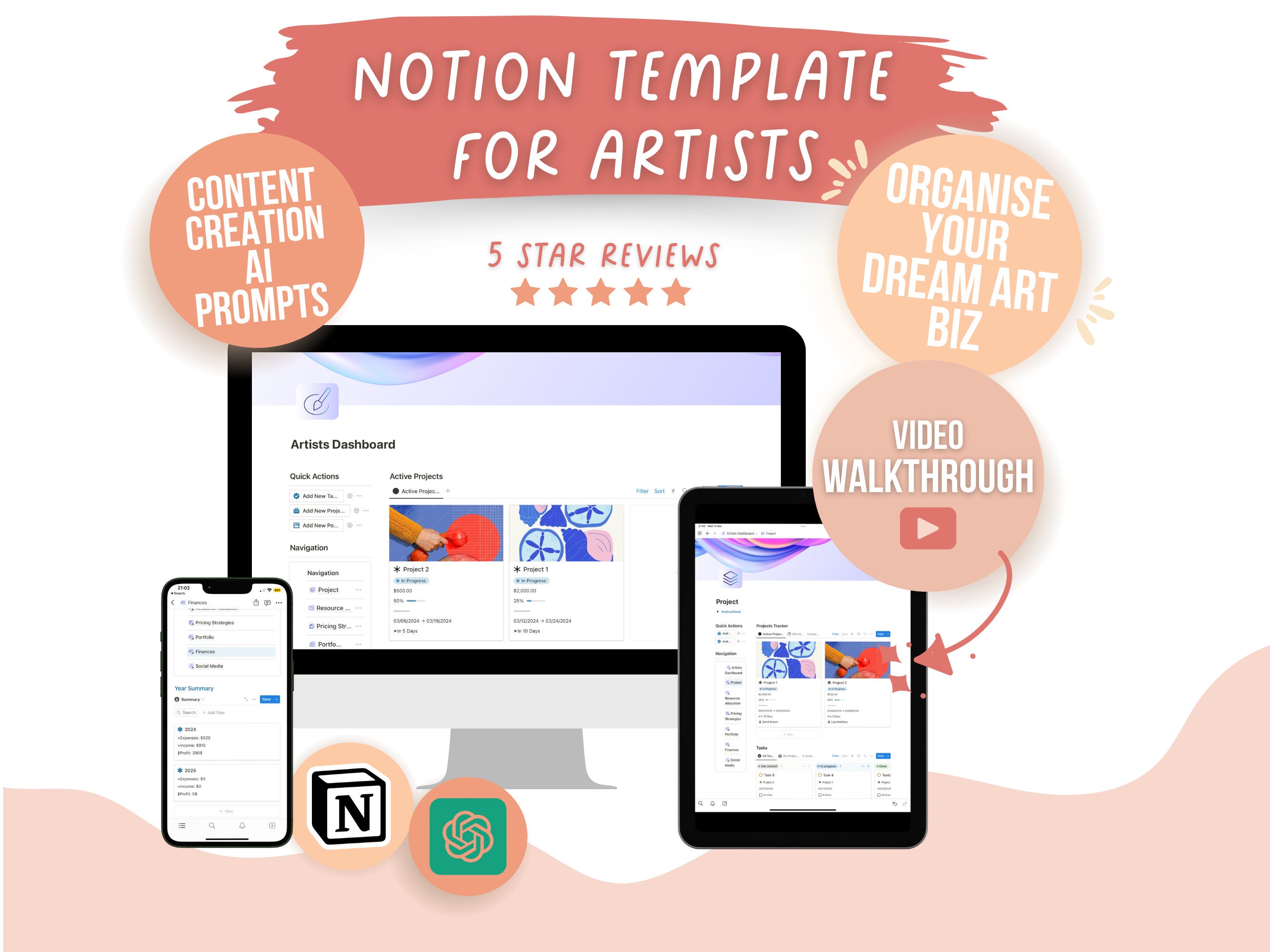 Notion Template for Artists, Art Commission Digital Planner, Digital ...