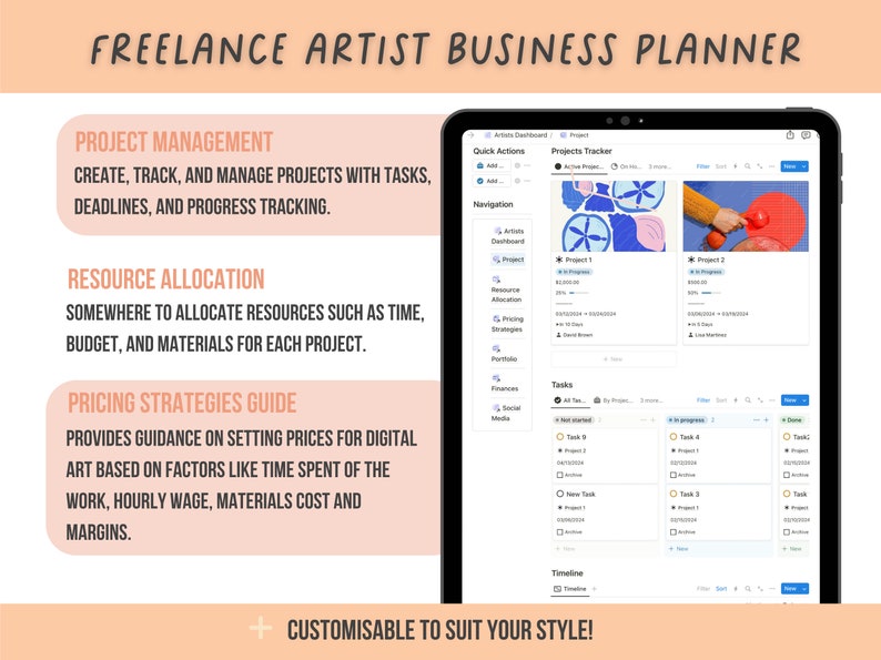 Notion Template for Artists, Art Commission Digital Planner, Digital ...