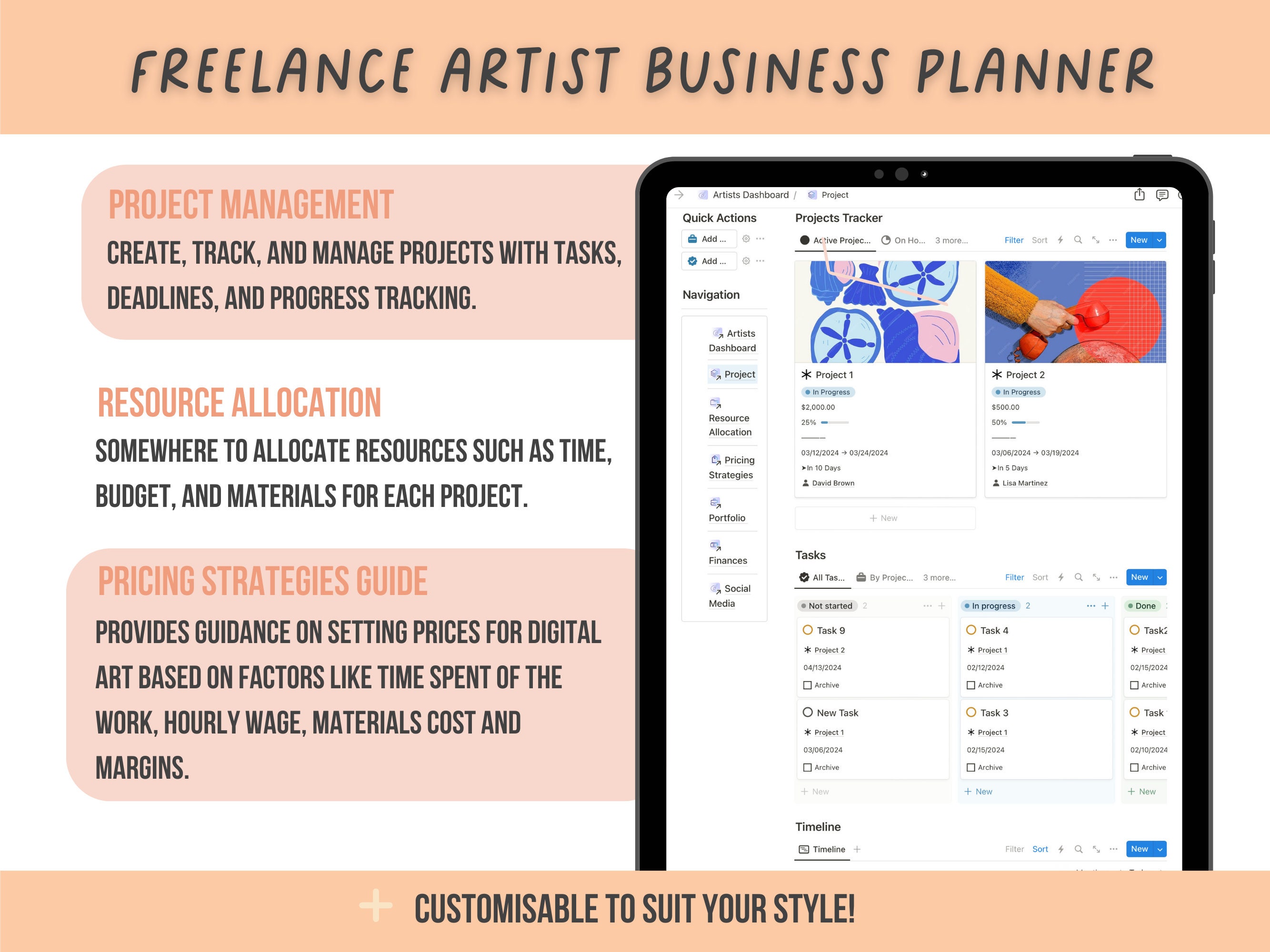 Notion Template for Artists, Art Commission Digital Planner, Digital ...