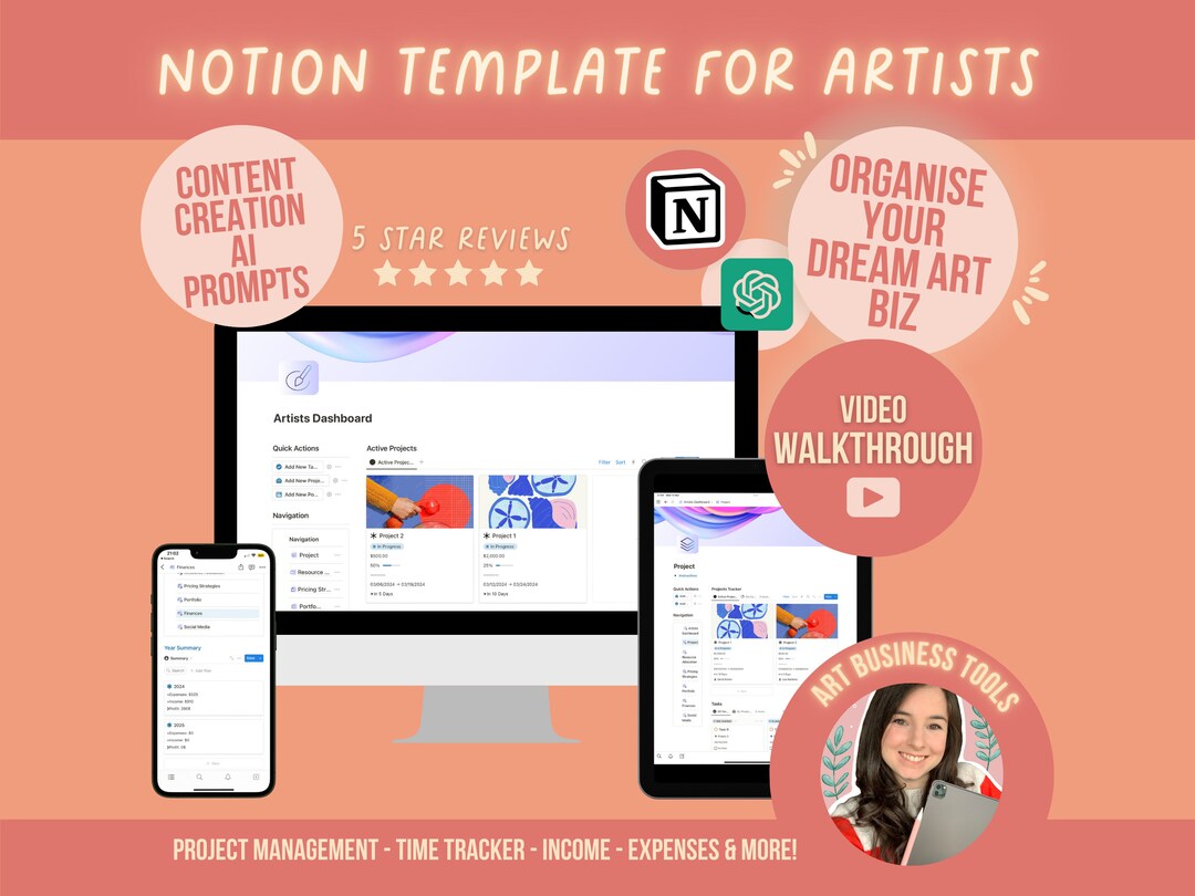 Notion Template for Artists, Art Commission Digital Planner, Digital ...