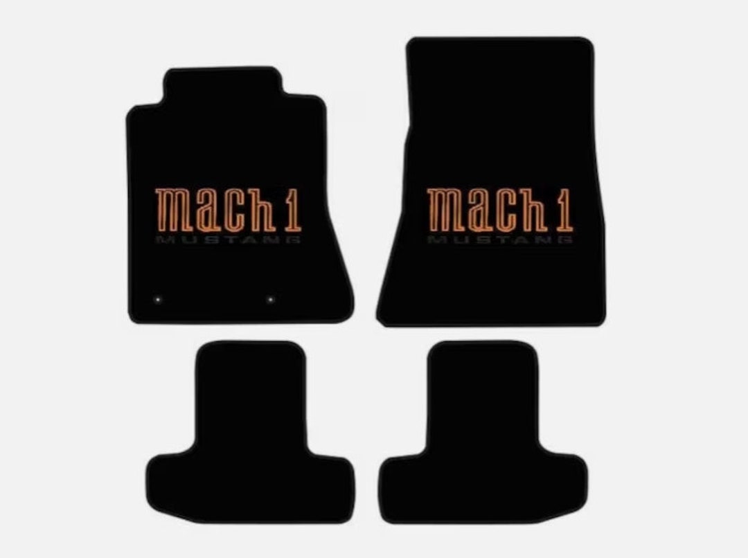 For Ford Mustang Mach 1 Floor Mat Mats Carpet Orange Letter 4 Pcs 2015 ...
