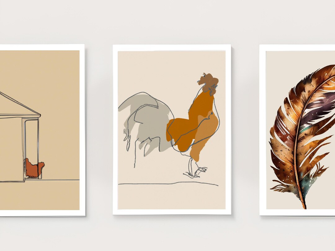 Printable Chicken Wall Art Decor, Printable Wall Art, Multi Piece Wall ...