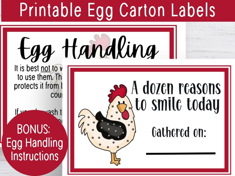 Printable Egg Carton Label Sticker Egg Carton Label - Etsy