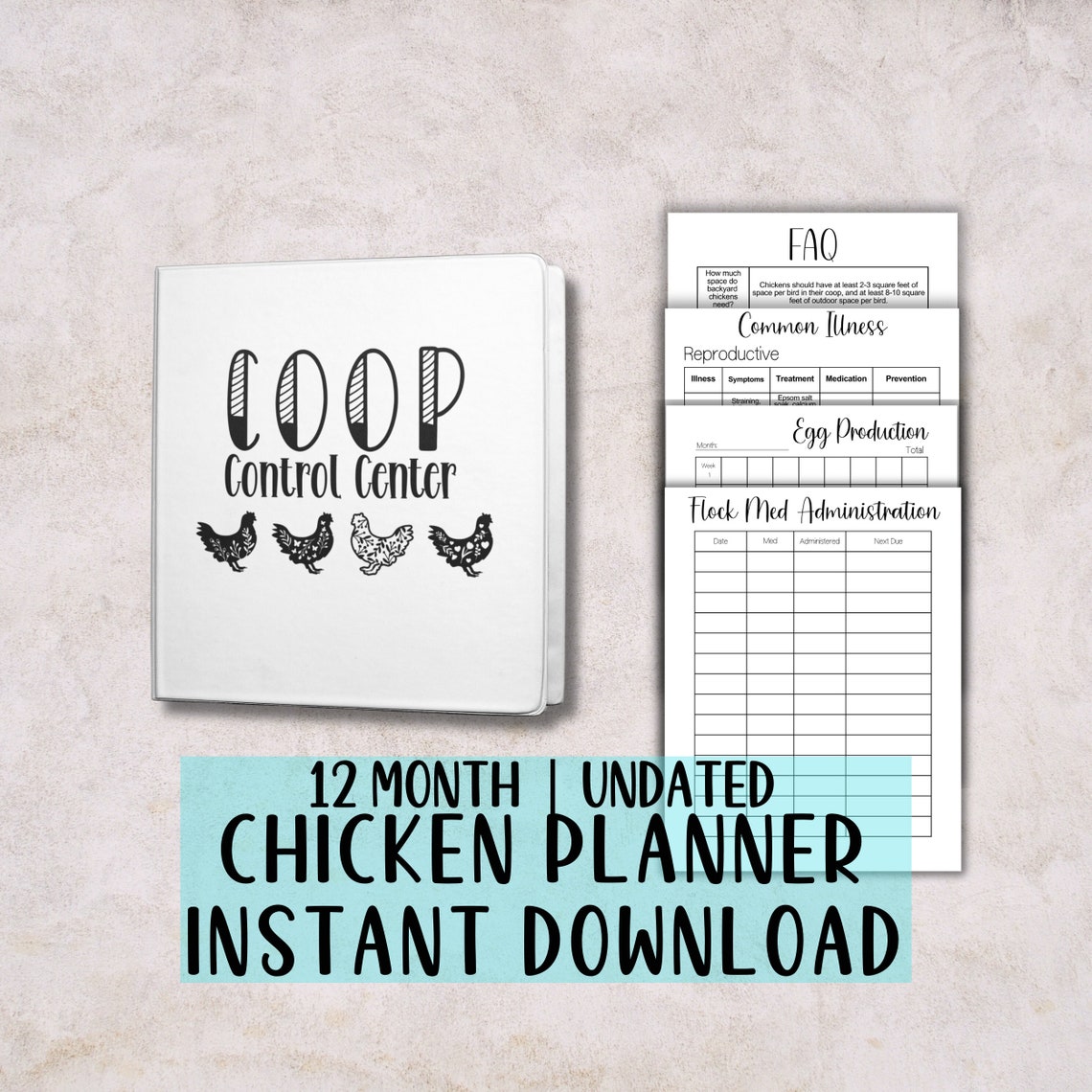 Chicken Planner Binder, Customized Chicken Record Log, Printable ...