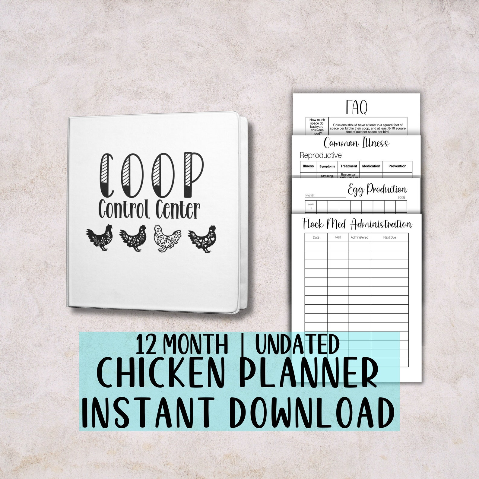 Chicken Planner Binder, Customized Chicken Record Log, Printable ...