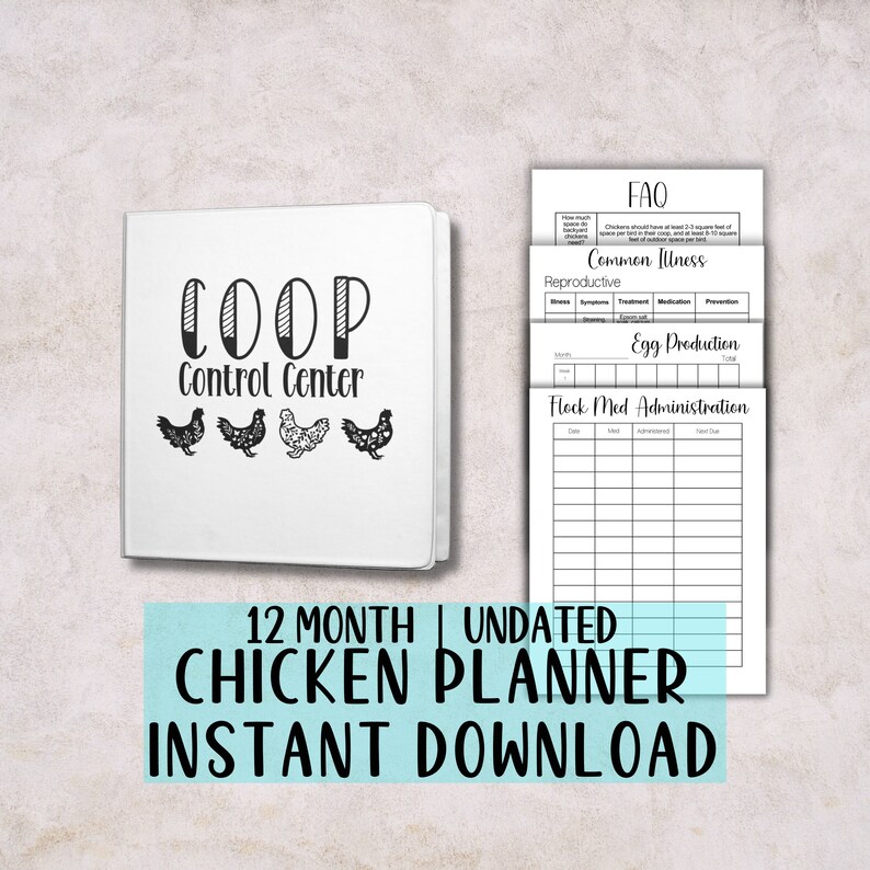Chicken Planner Binder, Customized Chicken Record Log, Printable ...