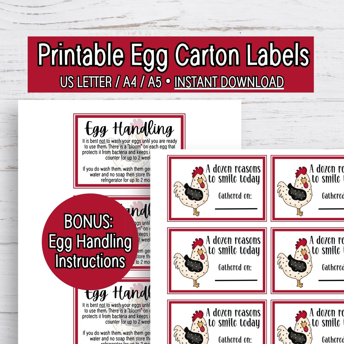 Printable Egg Carton Label Sticker, Egg Carton Label, Printable Label ...
