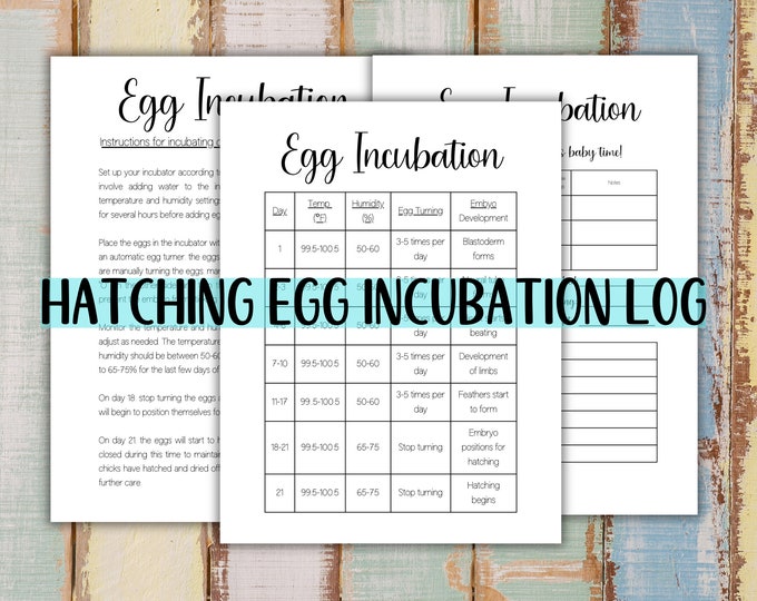 Chicken Incubation Journal, Printable Hatching Tracker, Backyard Flock ...