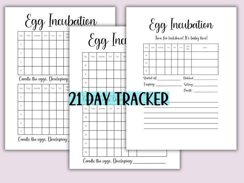 Printable Chicken Egg Incubation Calendar, Incubation Log, Incubation ...