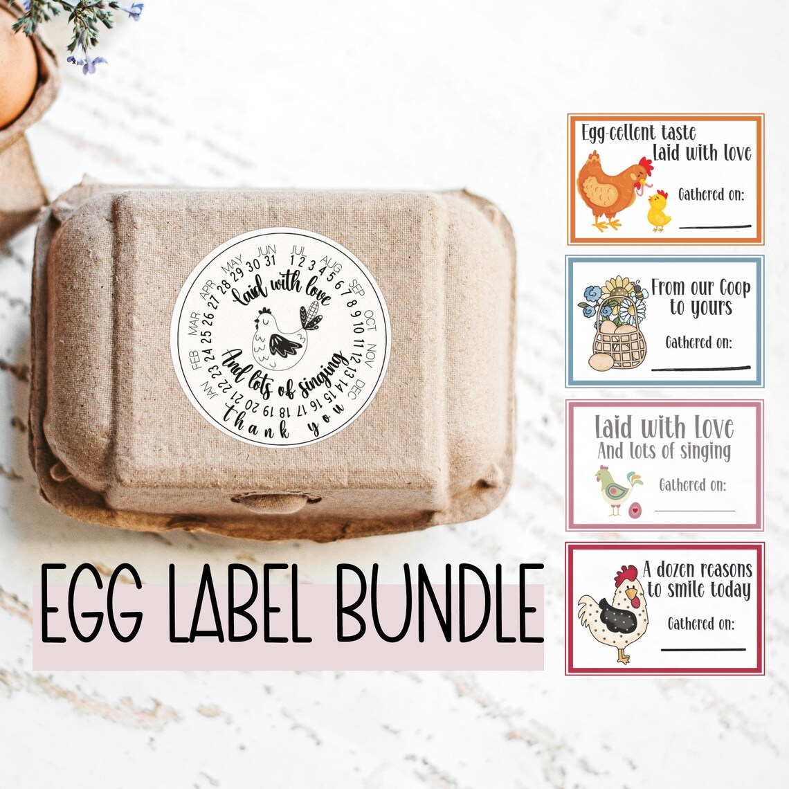 Printable Egg Carton Label Sticker, Egg Carton Label Bundle, Printable ...
