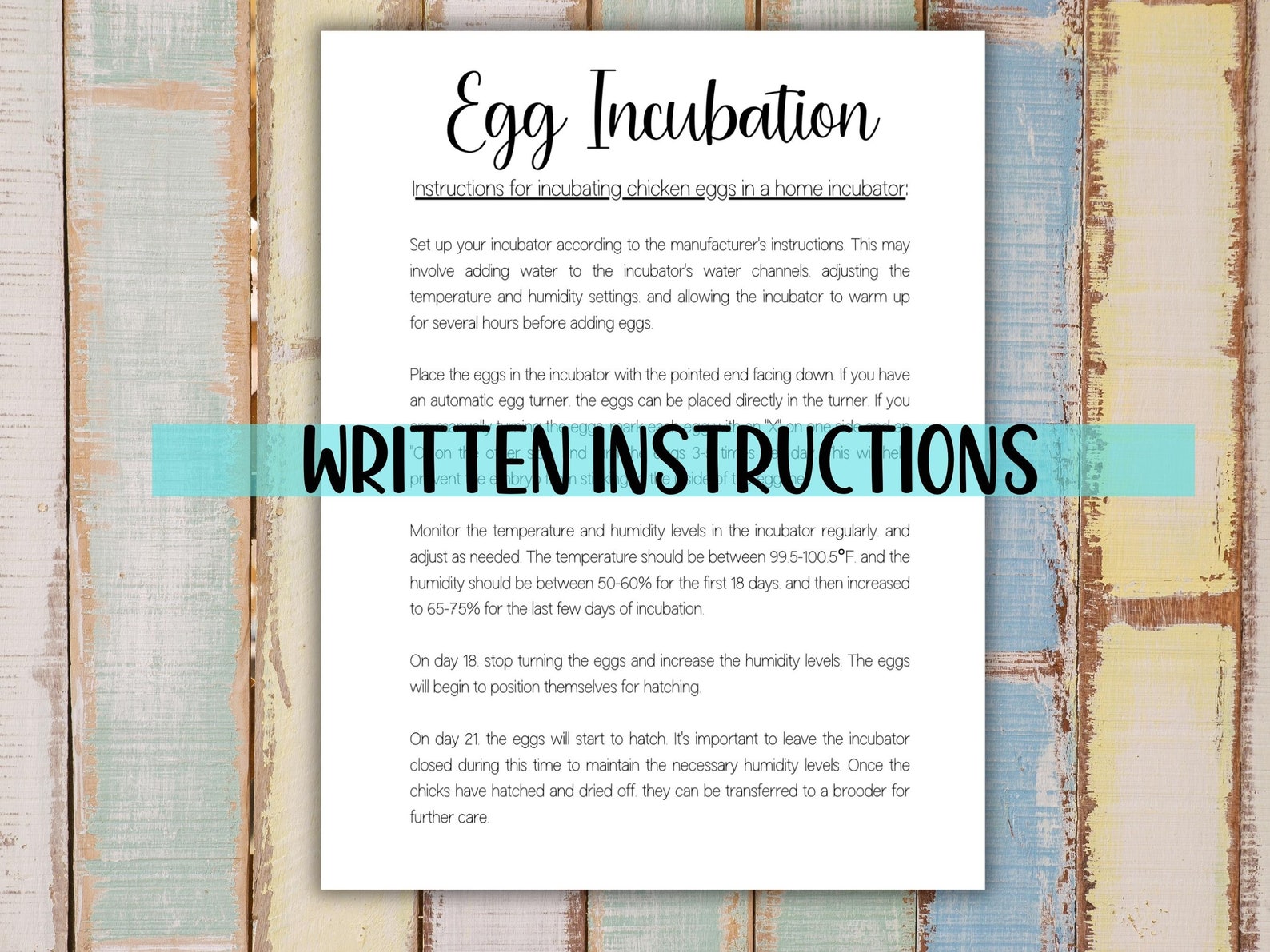 Printable Chicken Egg Incubation Calendar, Incubation Log, Incubation ...