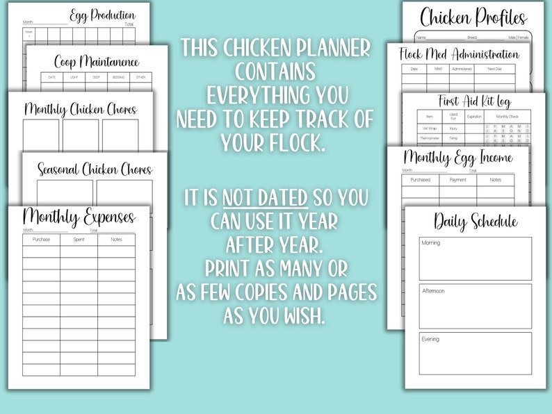 Chicken Planner Binder, Customized Chicken Record Log, Printable ...