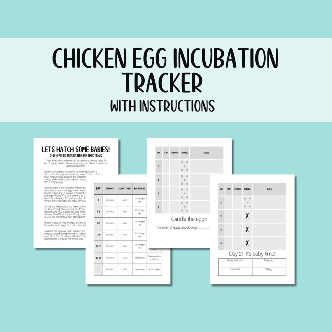 Chicken Egg Incubation Tracker, Hatching Egg Log, Egg Hatching Tracker ...