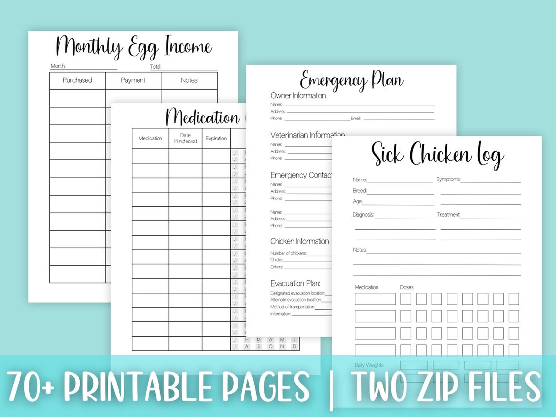Chicken Planner Binder, Customized Chicken Record Log, Printable ...