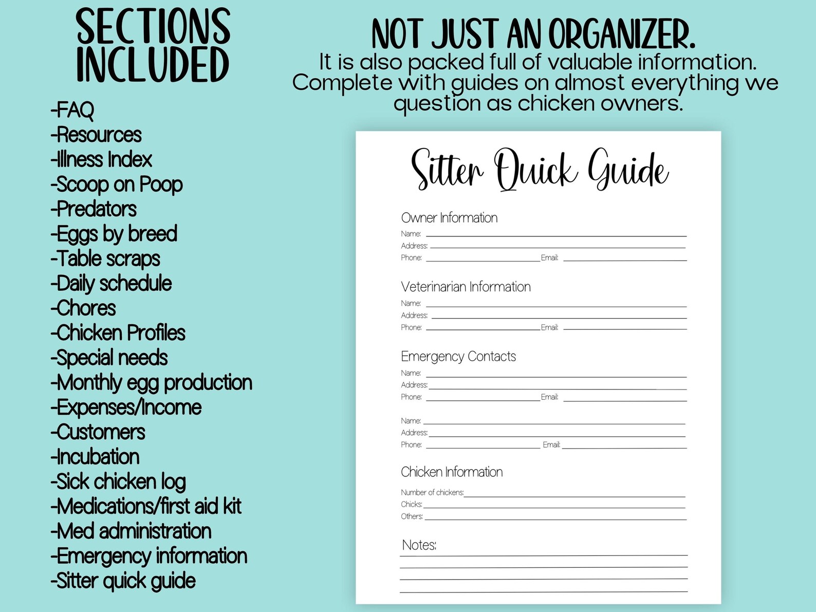 Chicken Planner Binder, Customized Chicken Record Log, Printable ...