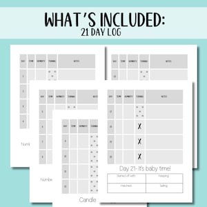 Chicken Egg Incubation Tracker, Hatching Egg Log, Egg Hatching Tracker ...
