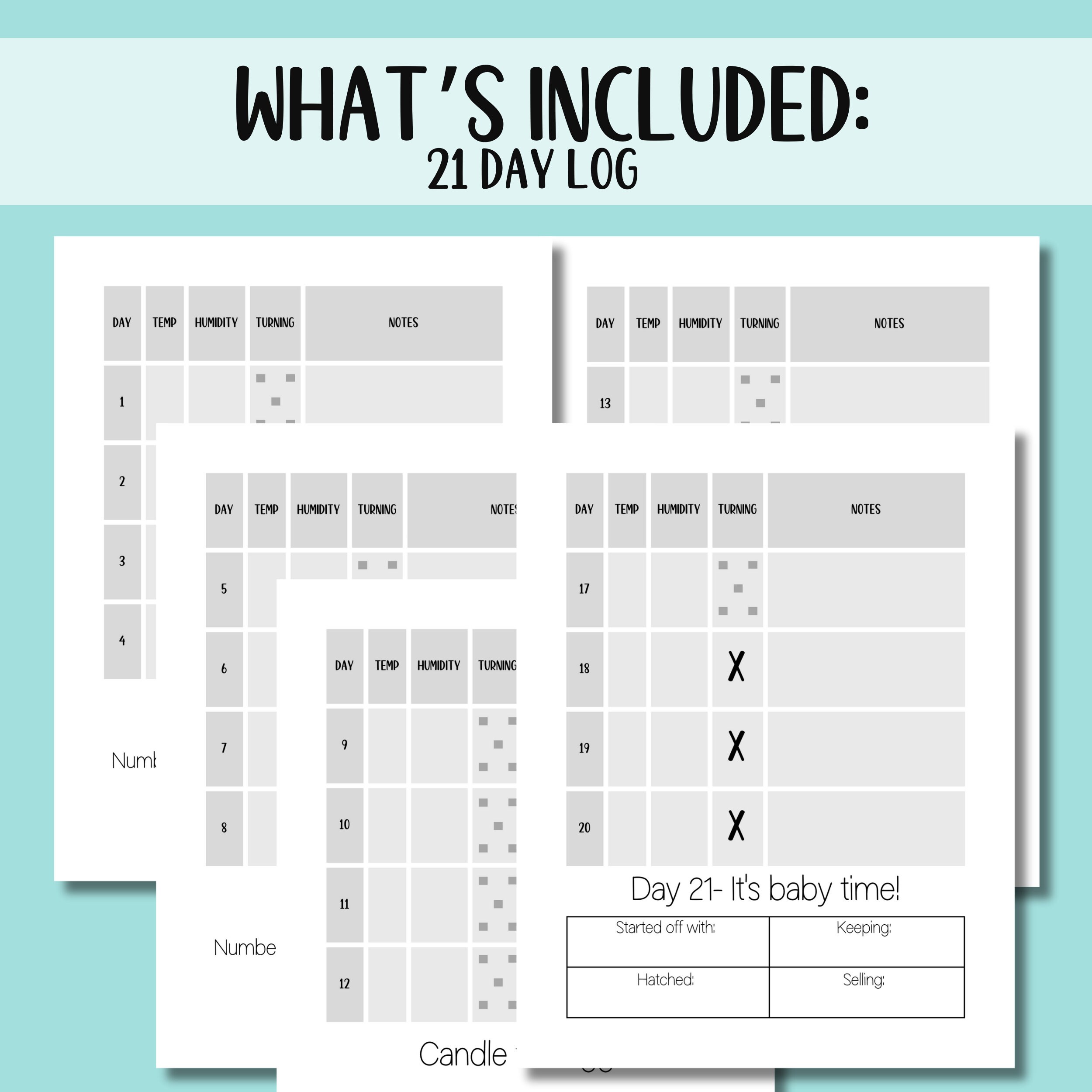 Chicken Egg Incubation Tracker, Hatching Egg Log, Egg Hatching Tracker ...