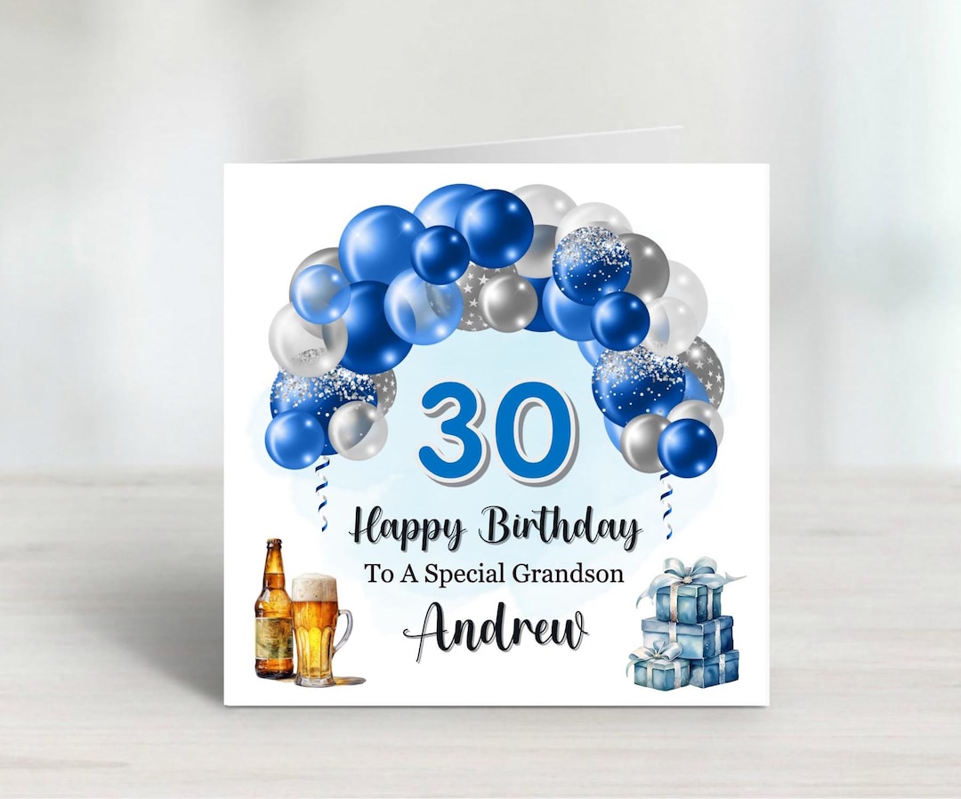 Mens 30th Birthday Card, Personalised 30th Birthday Card, - Etsy