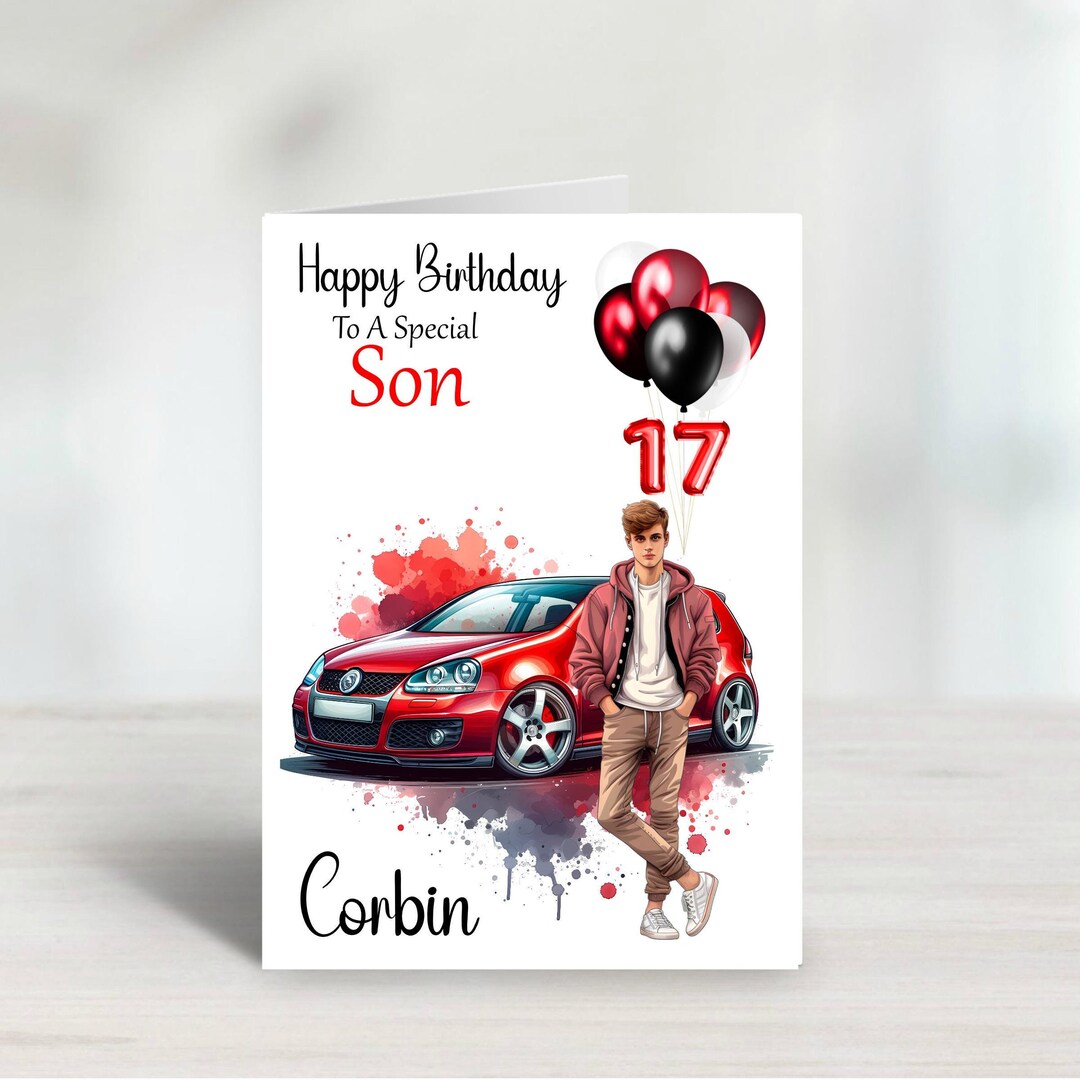Personalised Sports Car Birthday Card for Men, Boys, Teenagers - Son ...