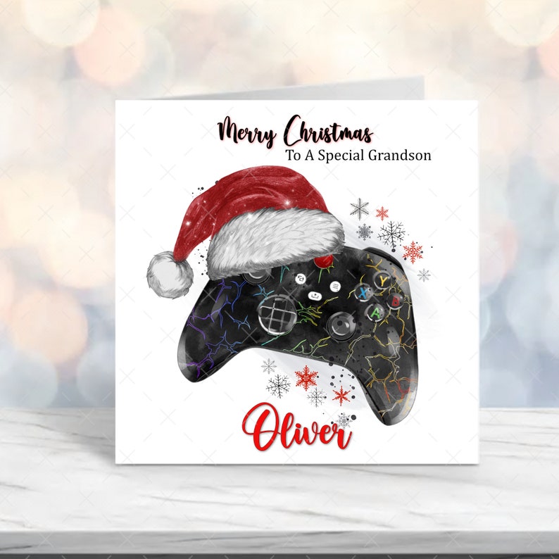Personalised Gaming Christmas Card Gamer Controller Son Grandson Nephew ...