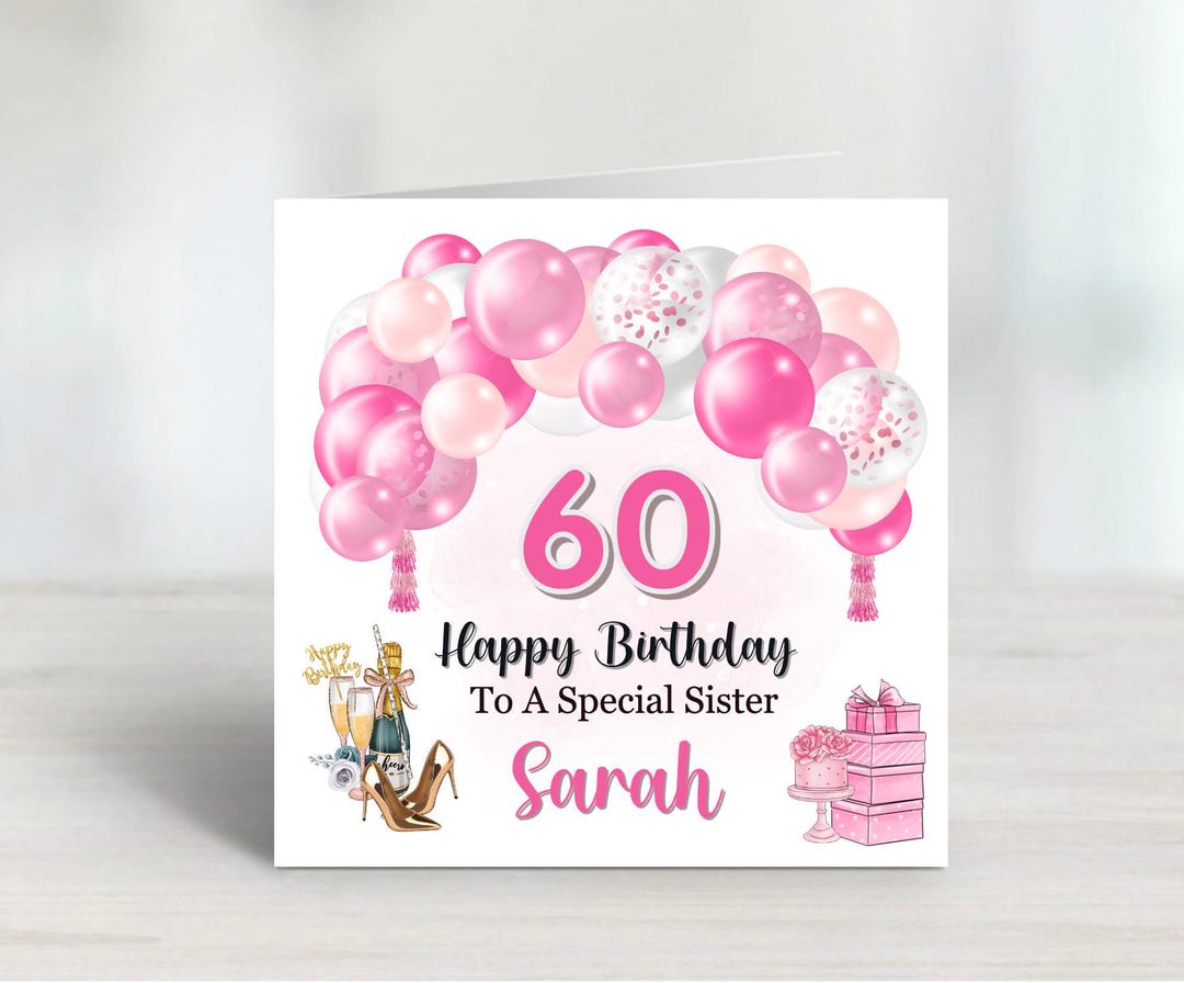 Ladies 60th Birthday Card, Personalised 60th Birthday Card Girls Ladies ...