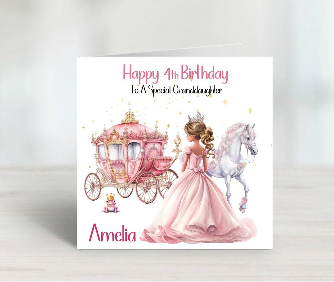 Girls Personalised Birthday Card Princess Childrens Princess Card ...