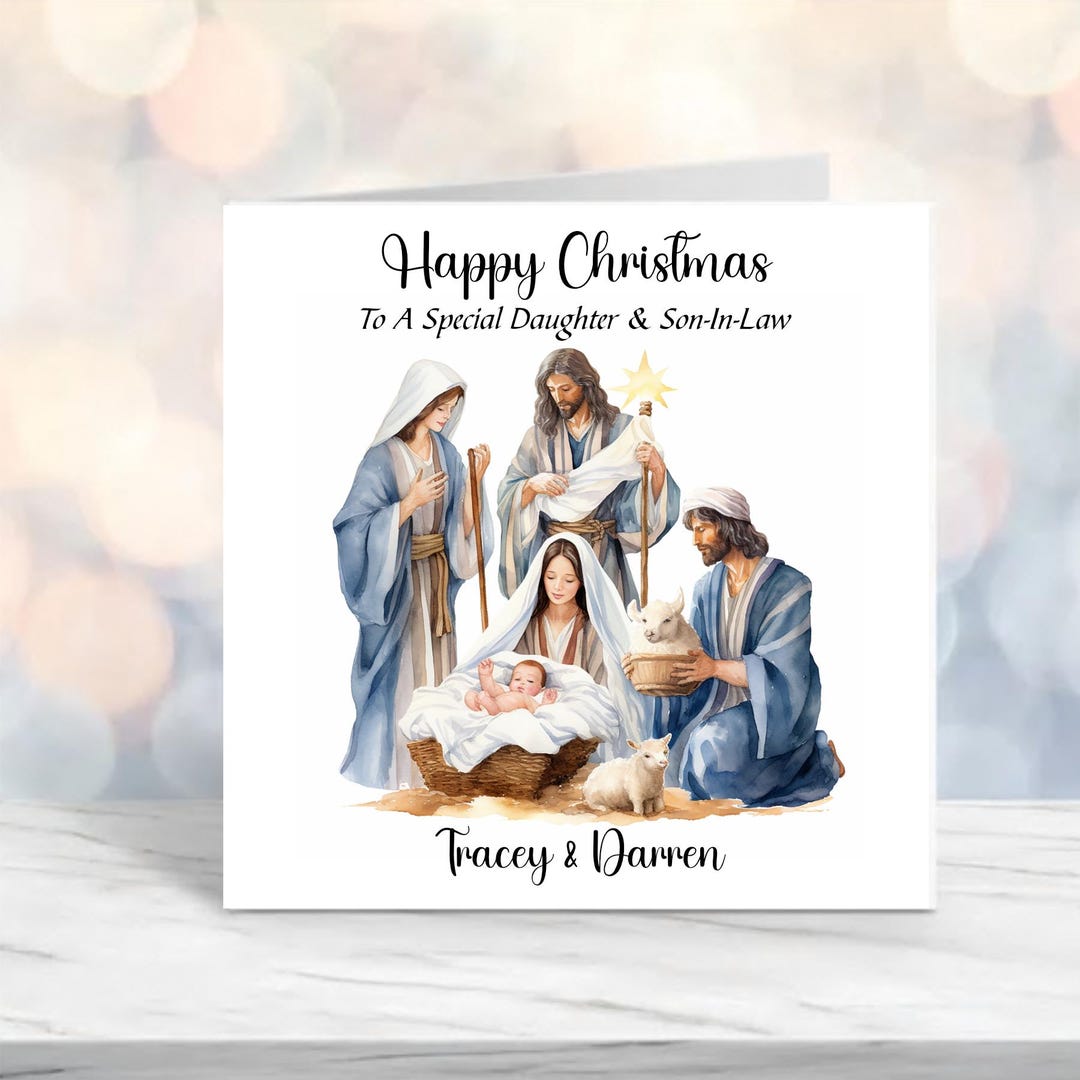 Personalised Christmas Nativity Card - Religious Christian Holiday Card ...