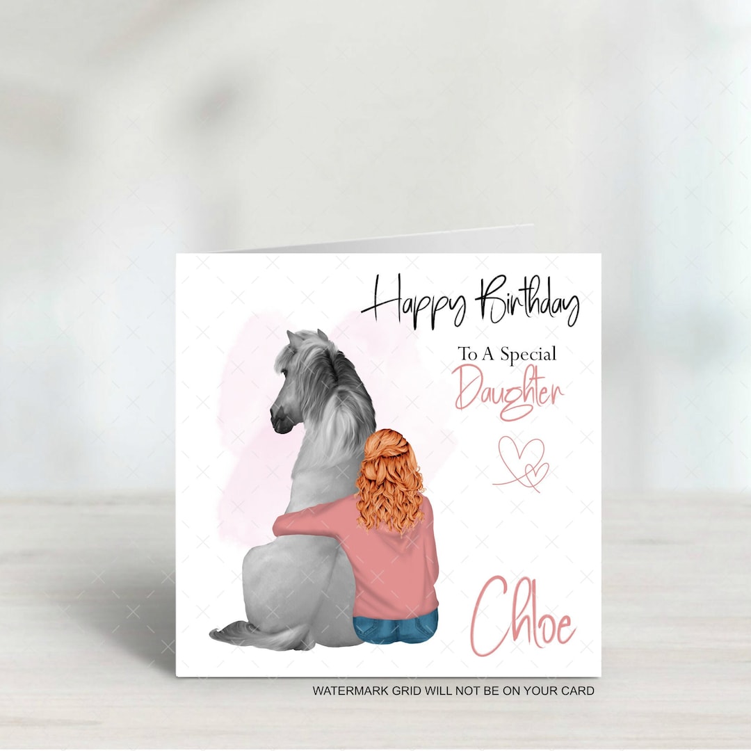 Personalised Horse Birthday Card Horse and Girl Happy Birthday Womens ...