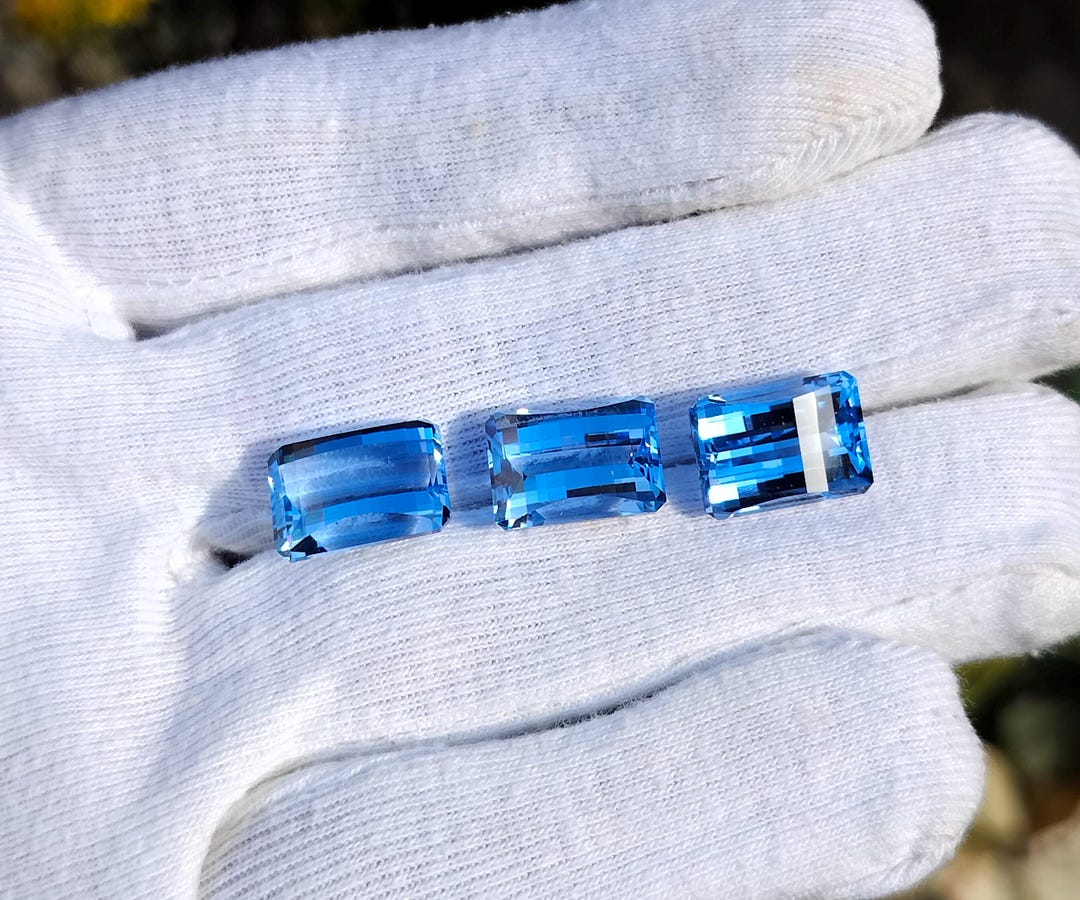 Sky Blue Spinel Set: Pixel Cut Rectangle Gemstones (14x10mm) - Etsy