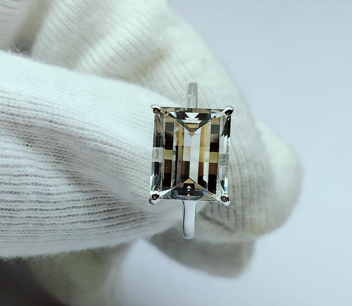 Pixel Cut Crystal Ring: 925 Sterling Silver Engagement Ring - Etsy