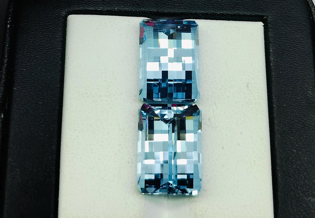 Sky Blue Spinal,pixel Cut Stone, Rectangle Shape, Size 14×10 MM,2 Piece ...