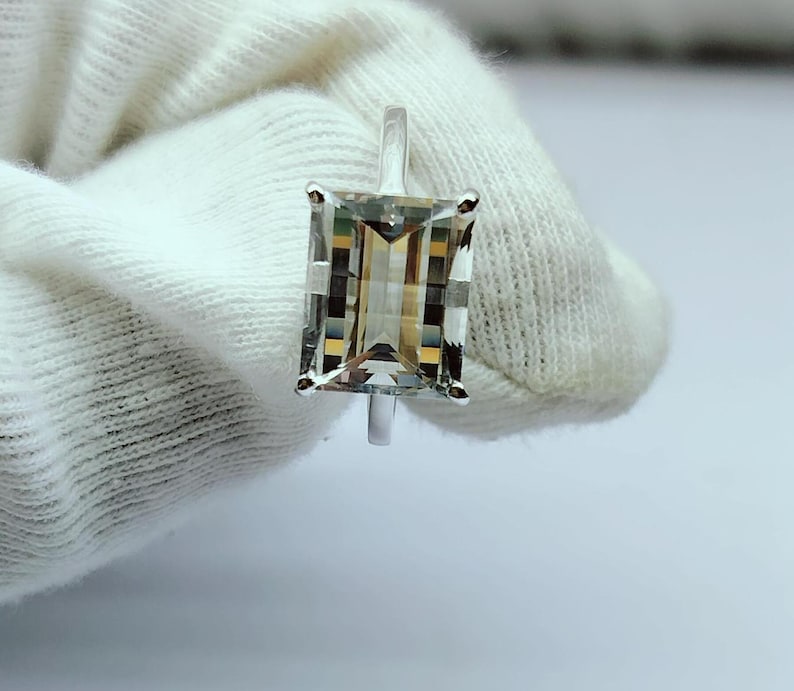 Pixel Cut Crystal Ring: 925 Sterling Silver Engagement Ring - Etsy