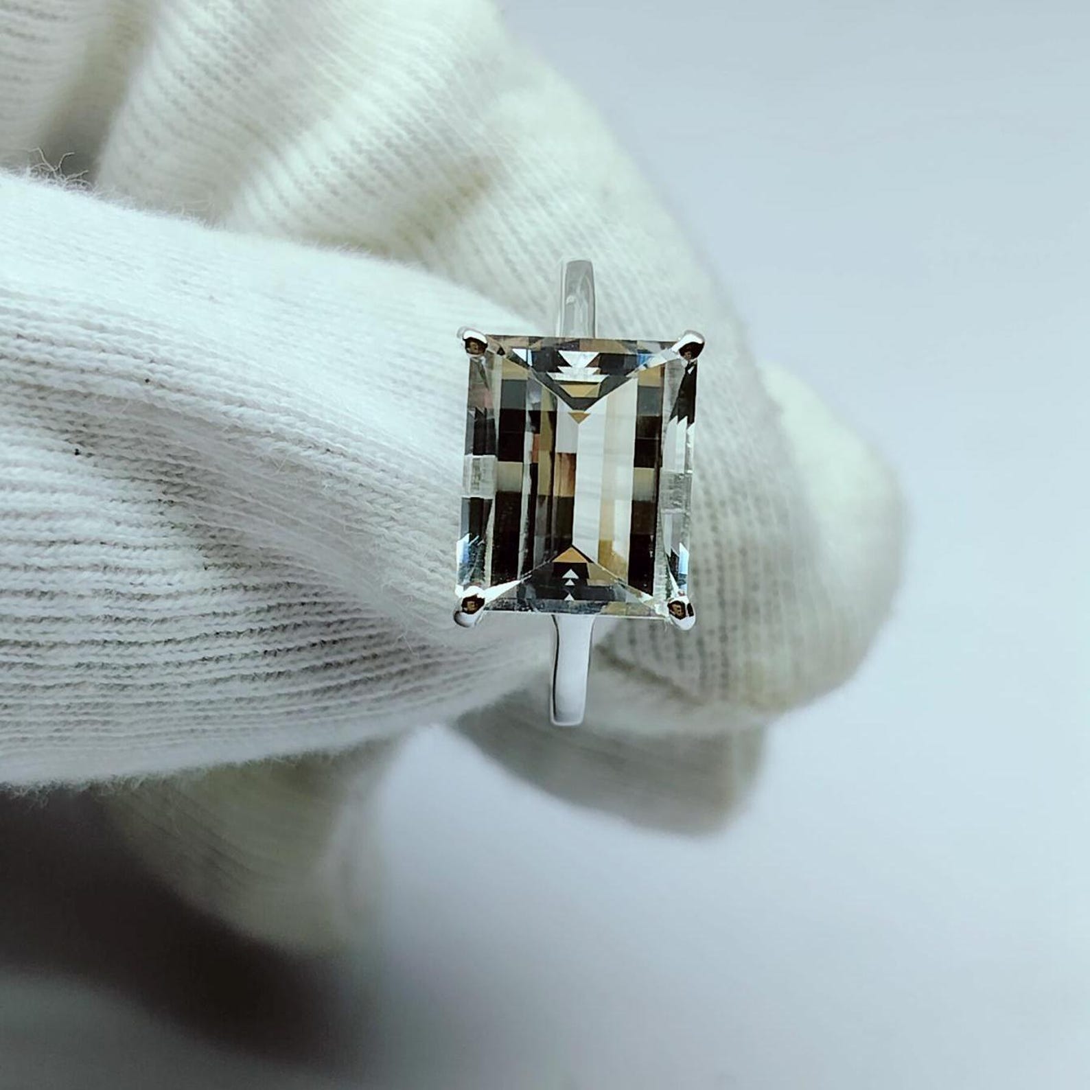 Pixel Cut Crystal Ring: 925 Sterling Silver Engagement Ring - Etsy