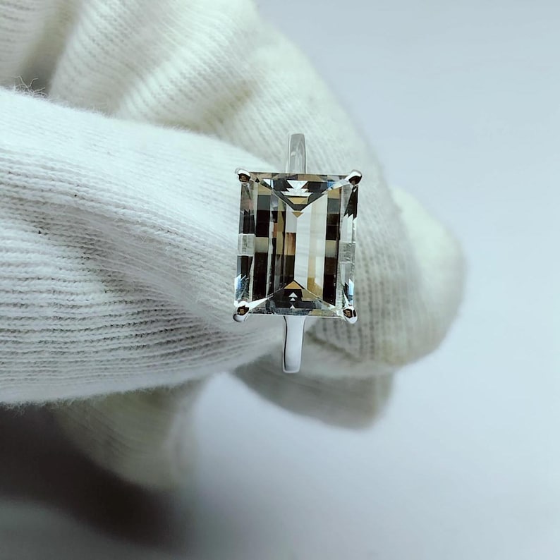Pixel Cut Crystal Ring: 925 Sterling Silver Engagement Ring - Etsy