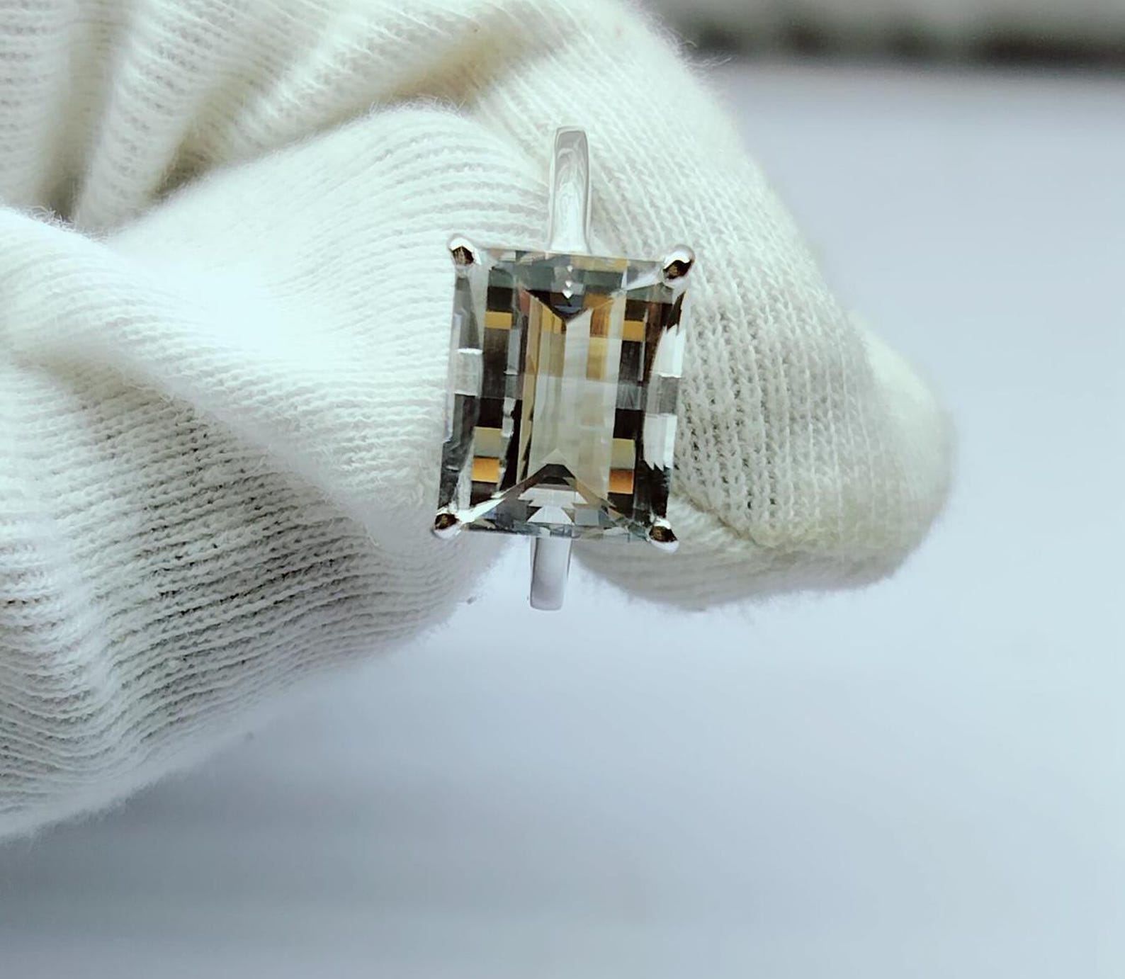 Pixel Cut Crystal Ring: 925 Sterling Silver Engagement Ring - Etsy