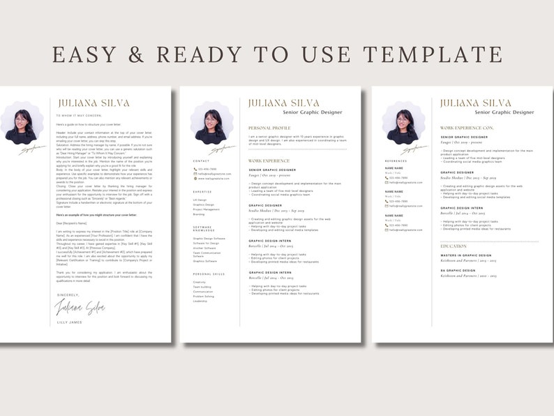Resume and Cover Letter Canva Template - Etsy