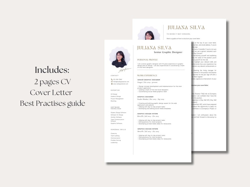 Resume and Cover Letter Canva Template - Etsy