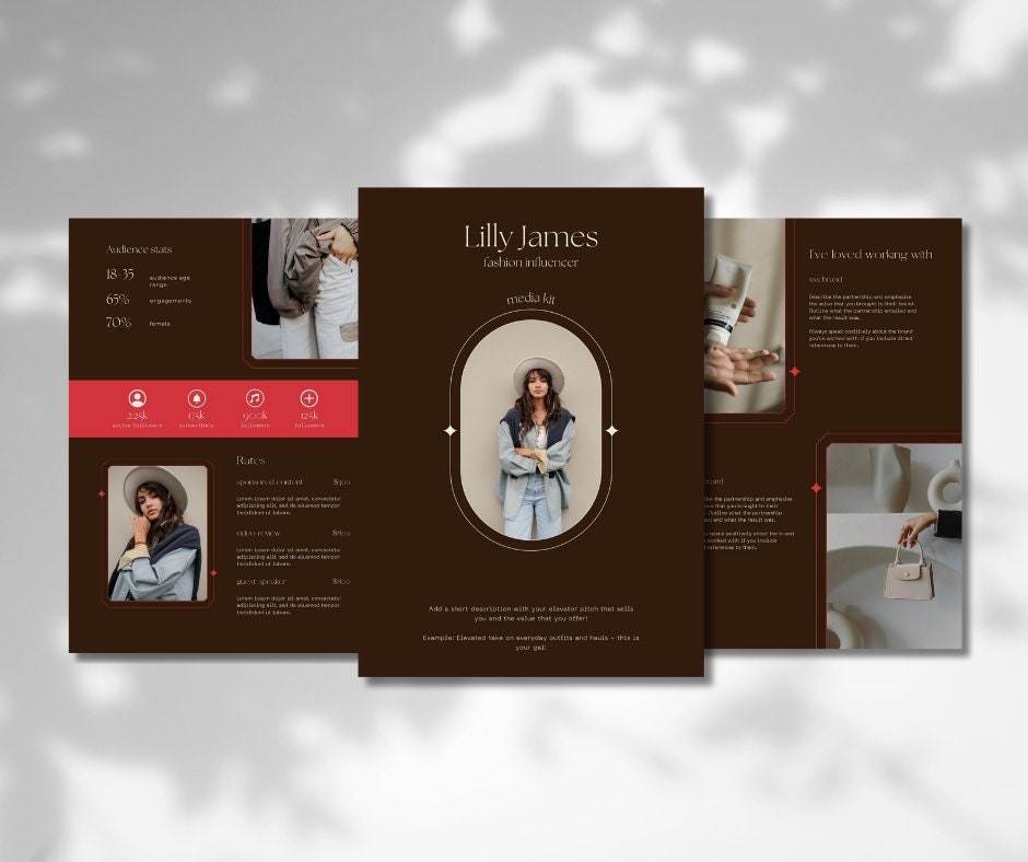 3 Page Media Kit Canva Template | Instagram Media Kit | Influencer Rate ...