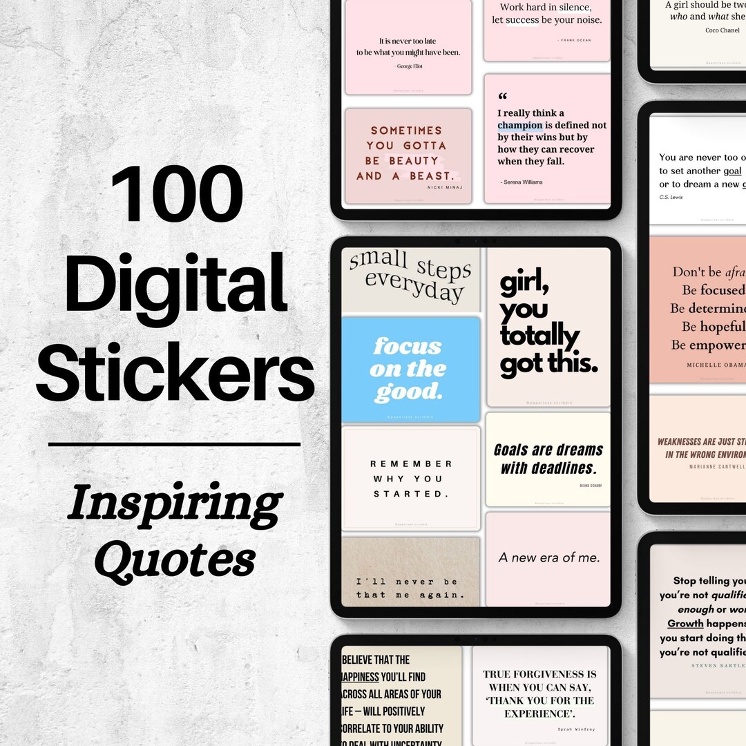 Digital Stickers Motivational Quotes Goodnotes Stickers Digital Planner ...