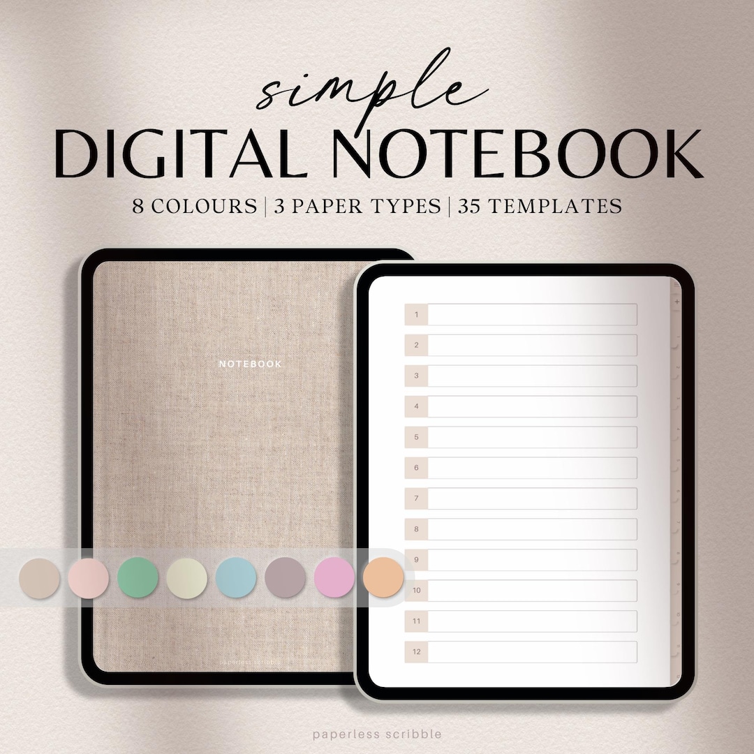 Digital Notebook: Goodnotes Templates, 8 Colors, Hyperlinked Tabs (PDF ...