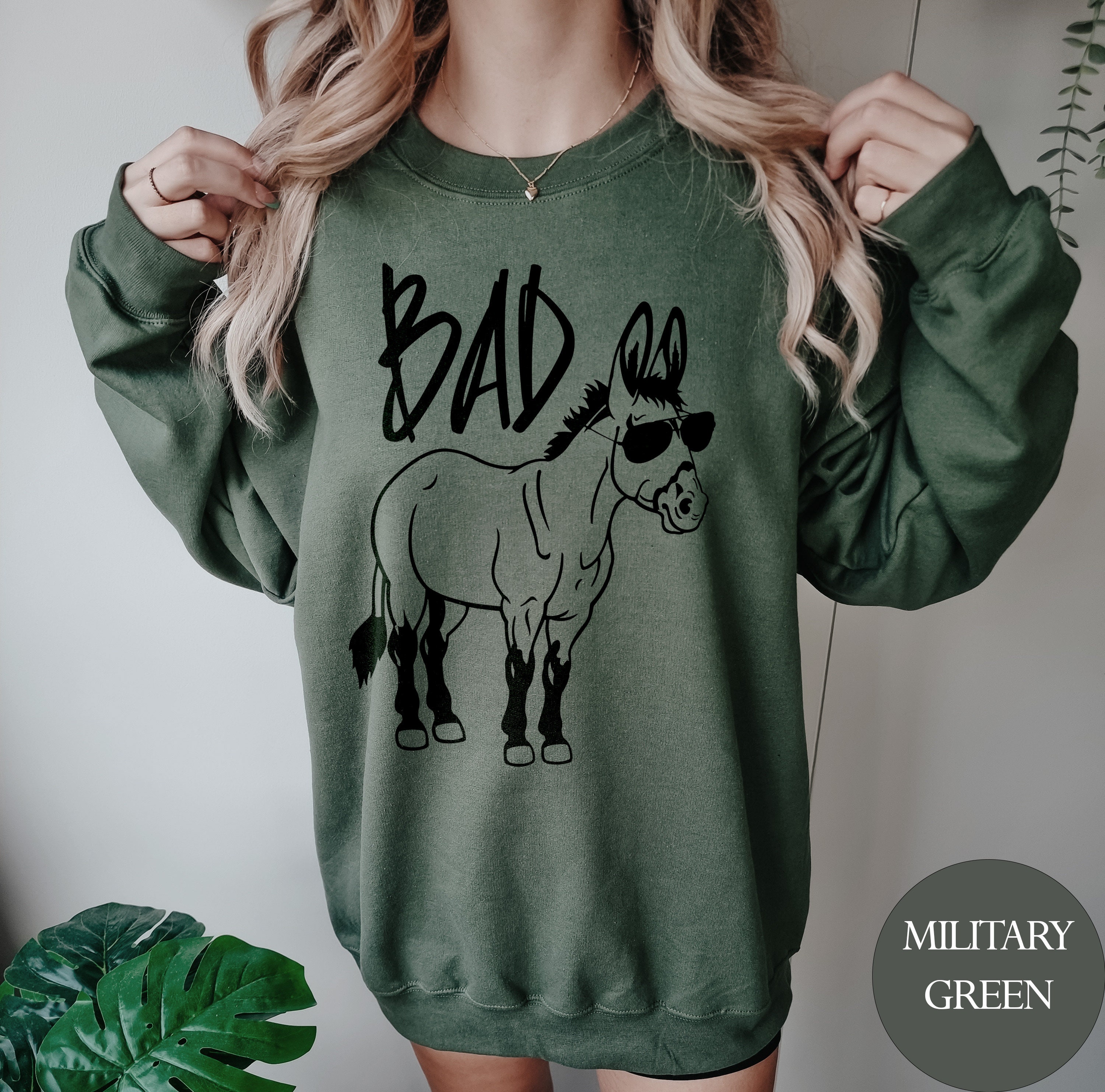 Bad Ass Donkey Sweatshirt Funny Hoodie With Sarcastic Humor Crewneck ...