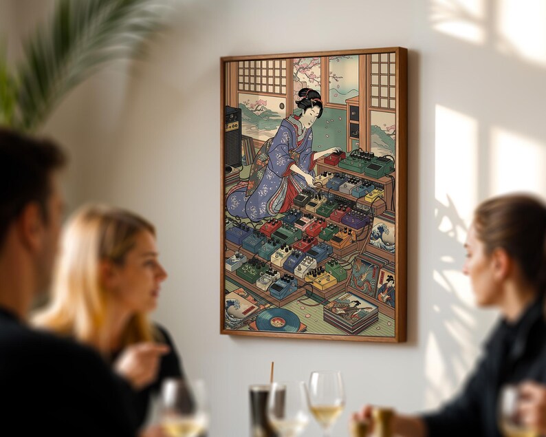 Japanese Geisha Guitar Pedals Ukiyo-e Poster (digital Download) - Etsy